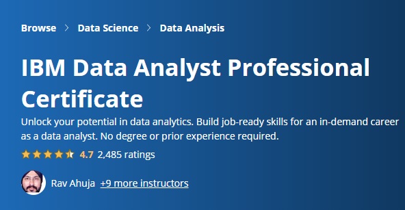 IBM Data Analyst Professional Certificate- Coursera Course 2024 | 3C